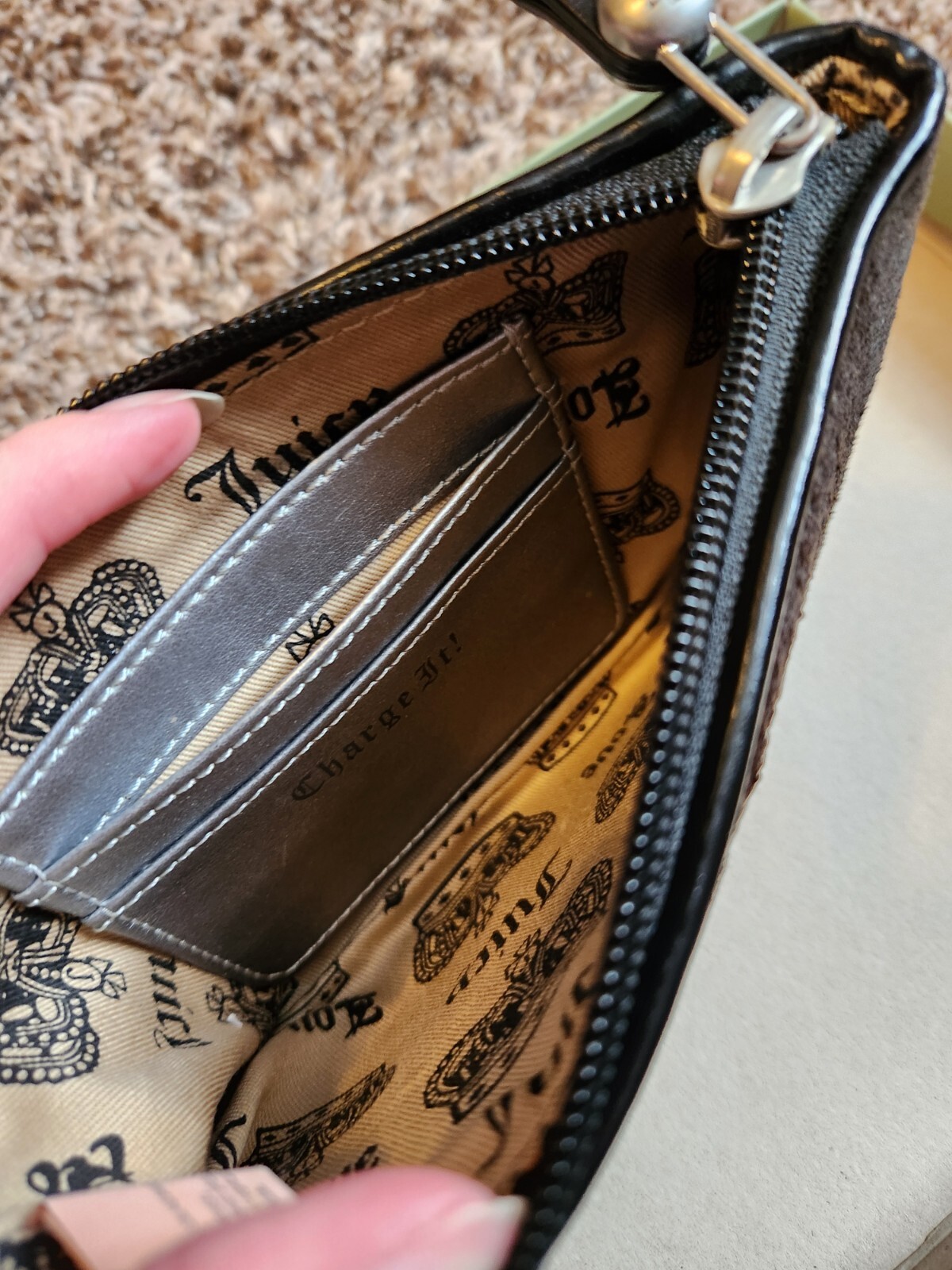 Vintage Juicy Couture Princess Crown Leather Velour Zip Wallet Pockets Y2K | eBay