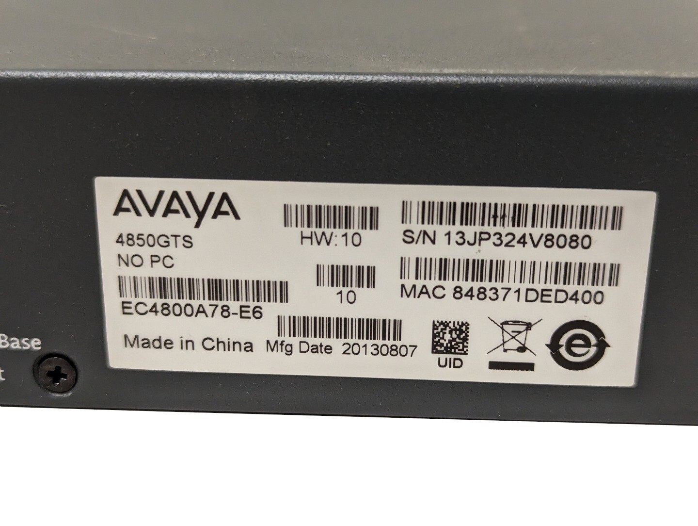 Extreme EC4800A78-E6 VSP 4850GTS Switch with power supply Avaya | eBay