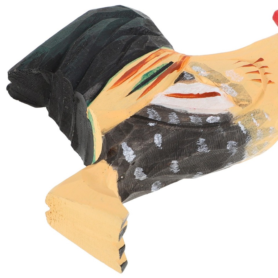 Desktop Craft Chicken Statue Figurine Rooster Carved Wood Ornaments ...