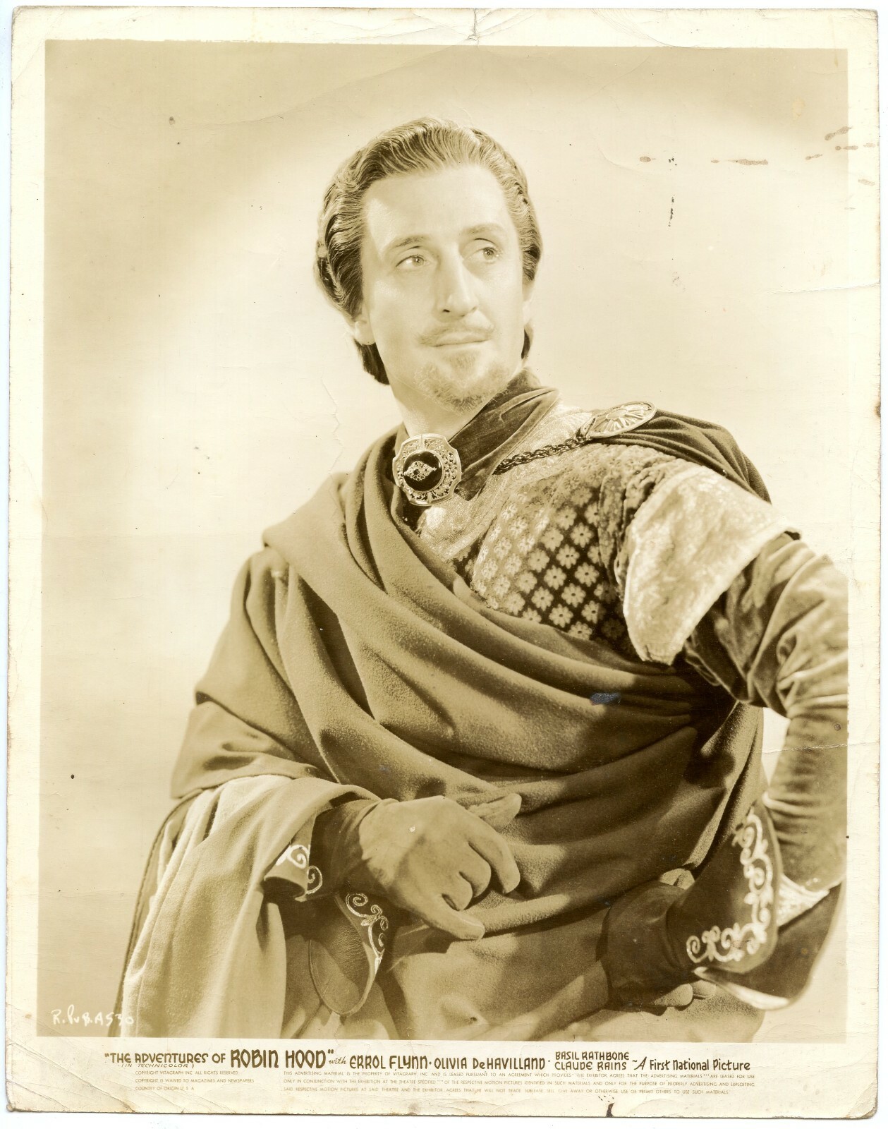 BASIL RATHBONE The Adventures of Robin Hood Warner Bros Portrait (1938 ...