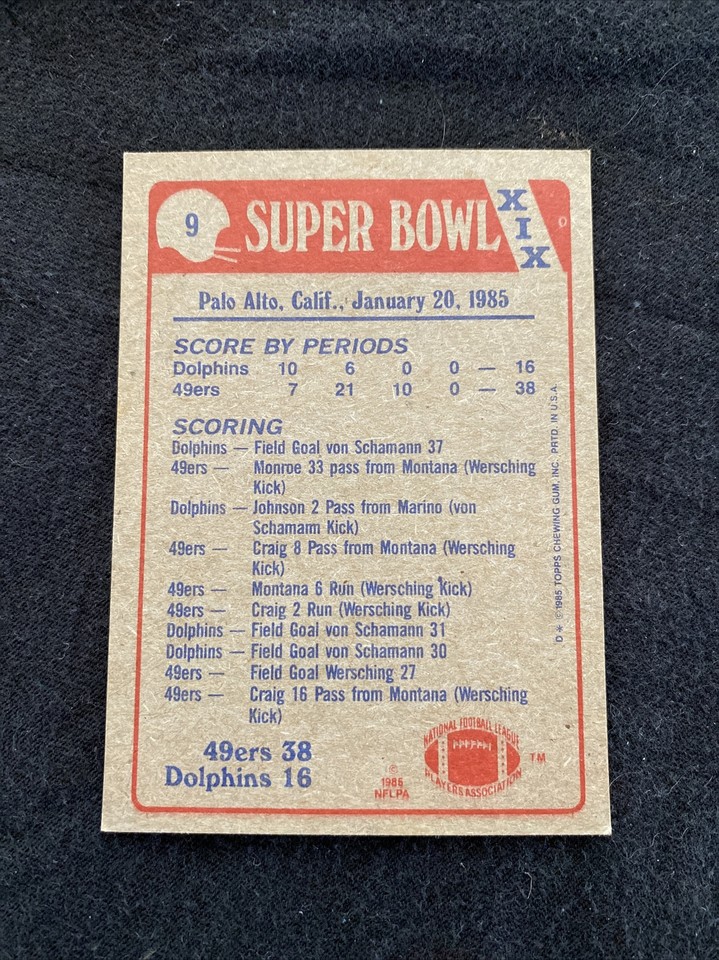 1985 Topps SUPER BOWL XIX (19) #9 49ers Dolphins Football Card - EX | eBay