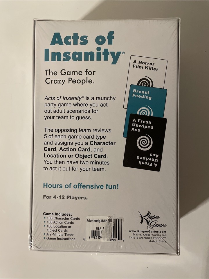 Acts Of Insanity Card Game - The Crazy Party Game For Crazy People ...