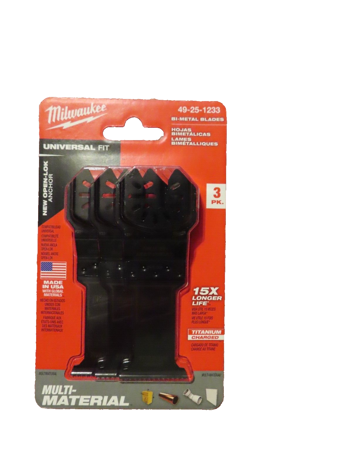 3pk Milwaukee Tool 49-25-1233 1 3/8" Open-Lok Titanium Enhanced Multi ...
