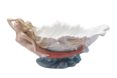 Mermaid Fine Porcelain Sea Wave Coupe Dish Bowl Fantasy Collectible | eBay