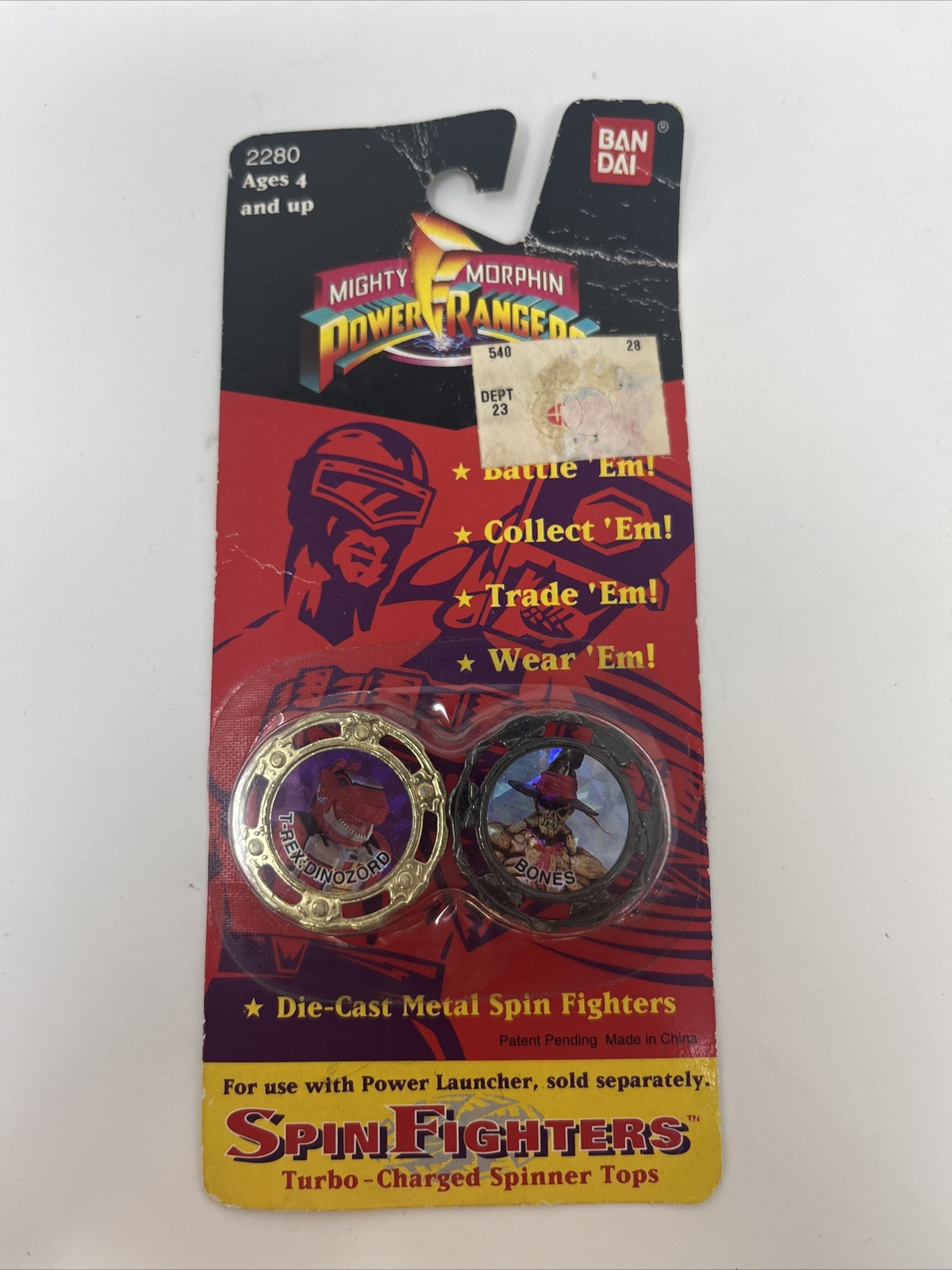 1993 Bandai Mighty Morphin Power Rangers Spin Fighters GREEN RANGER ...