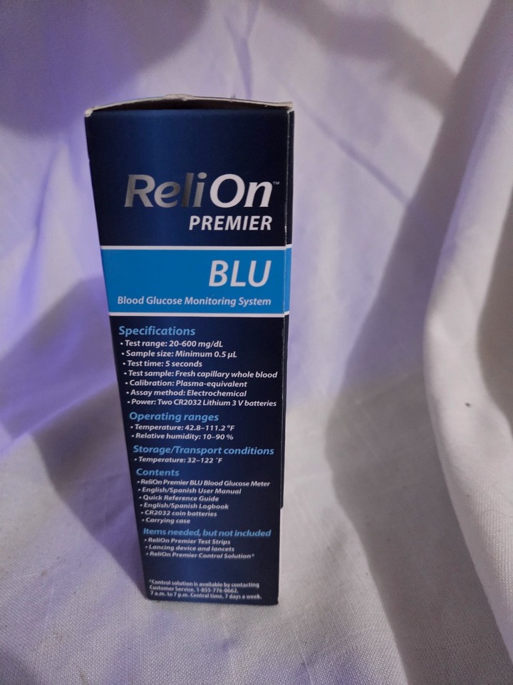 New ReliOn Premier BLU Meter Bluetooth Blood Glucose Monitoring System ...
