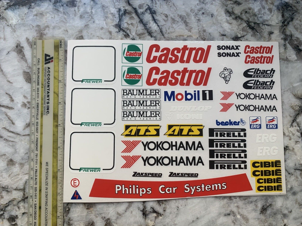 Racing Model Vendors Sponsor Decals Castrol SONAX Mobil 1 Yokohama ...