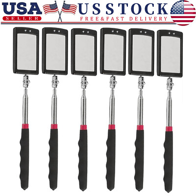 8X Inspection Mirror LED Light Mechanic Telescoping illuminate Swivel ...