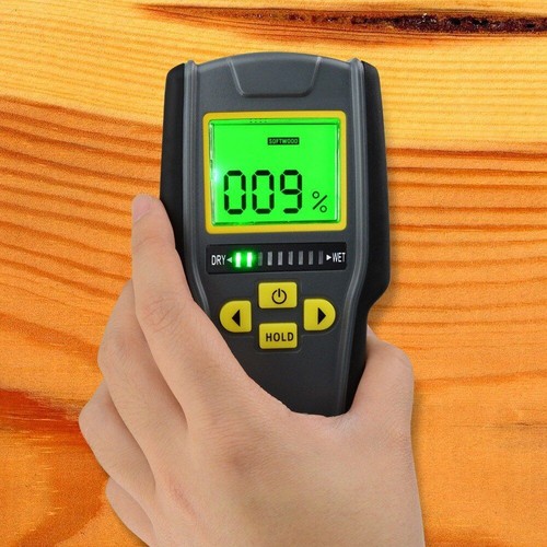 Digital Pinless Non-invasive Moisture Meter Hard Soft Wood Scanner Wet ...