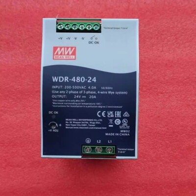 MEAN WELL WDR-480-24 24V 20A 480W Single Output Rail Type Power Supply ...