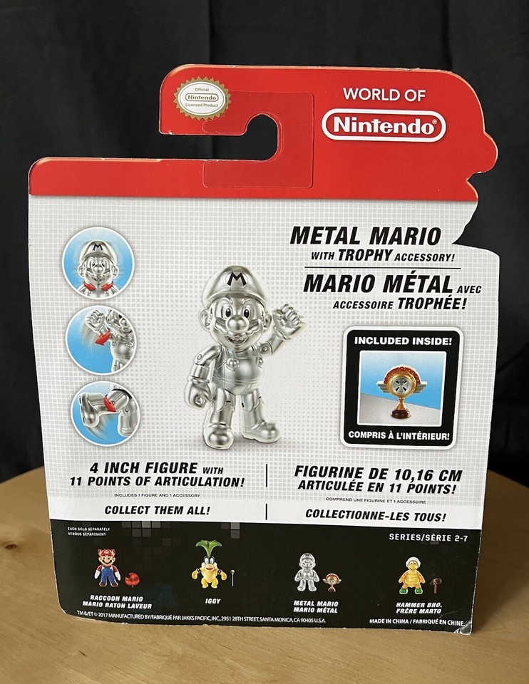 2017 Super Mario METAL MARIO w Mariokart trophy 4" Figure Nintendo ...