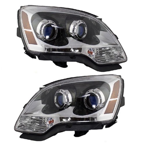 2pc Fits 2007 2008 GMC Acadia Halogen Headlight Headlamp w/Blue Lens LH ...