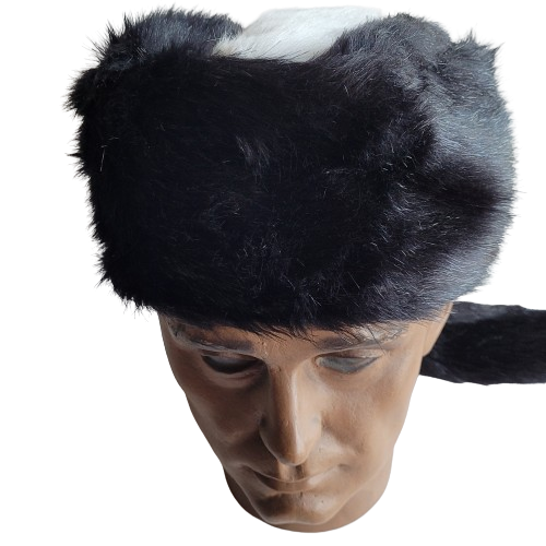 Skunk Hat Faux Fur & Tail Cap Warm Soft S-XL Size Mountain Men Coon ...