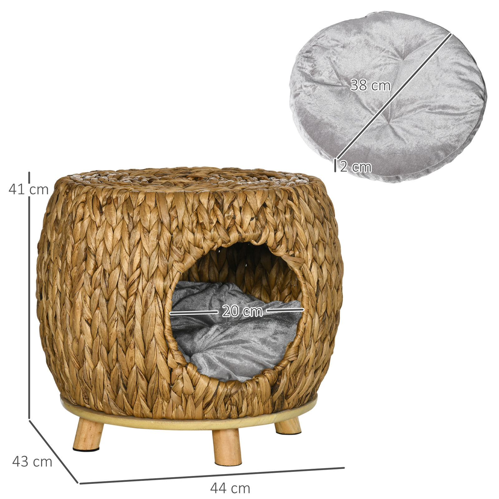 Rattan Cat House Stool, Wicker Kitten Bed for Outdoors and Indoors w ...
