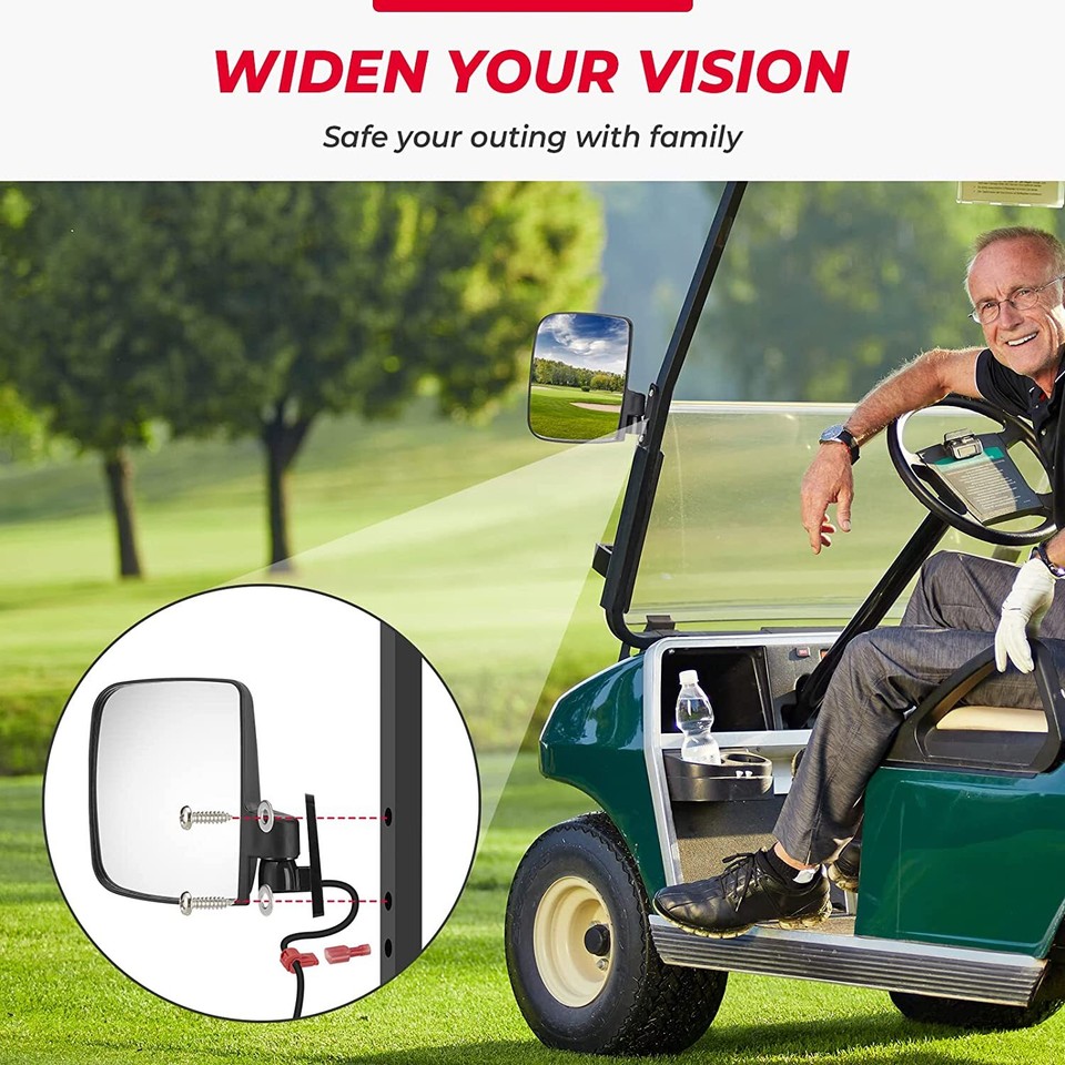 Golf Cart Side Rear View Mirrors w/LED Turn Signal for EzGo TXT Yamaha ...