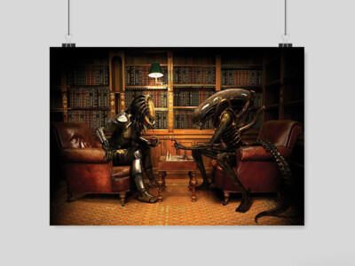 ALIENS VS PREDATOR CHESS LIBRARY POSTER MOVIE PRINT IMAGE A3 A4 SIZE ...