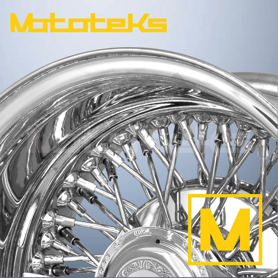 14X7 LUXOR WIRE WHEELS 72 CROSS REV RIM CHROME SINGLE 1 PIECE WHEEL SET ...