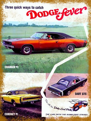 Dodge Fever The BumbleBee Stripes Ad Metal Sign 9" x 12" | eBay