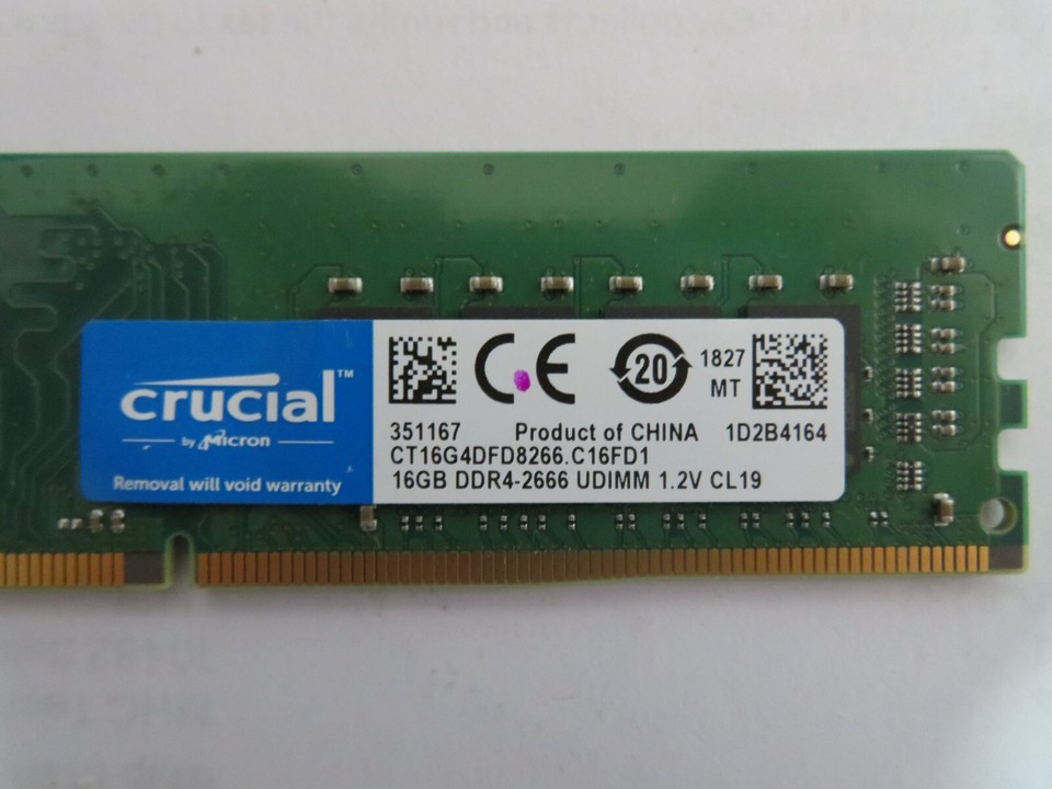 Crucial 16GB 2666MHz PC4-21300 2RX8 DDR4 UDIMM Desktop RAM ...