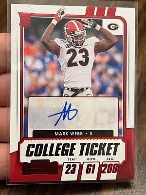 MARK WEBB 2021 CONTENDERS DRAFT COLLEGE TICKET AUTO GEORGIA ROOKIE ...