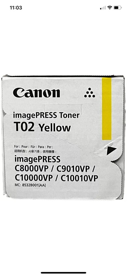 GENUINE CANON T02 (8530B001) Yellow TONER Each | eBay