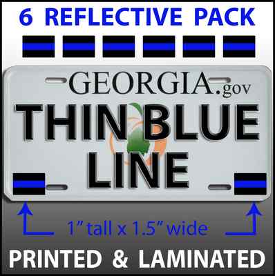6 Mini Blue Line Sticker Police Car License Plate Vehicle Tag ...