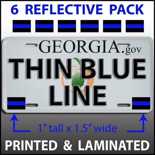 6 Mini Blue Line Sticker Police Car License Plate Vehicle Tag ...