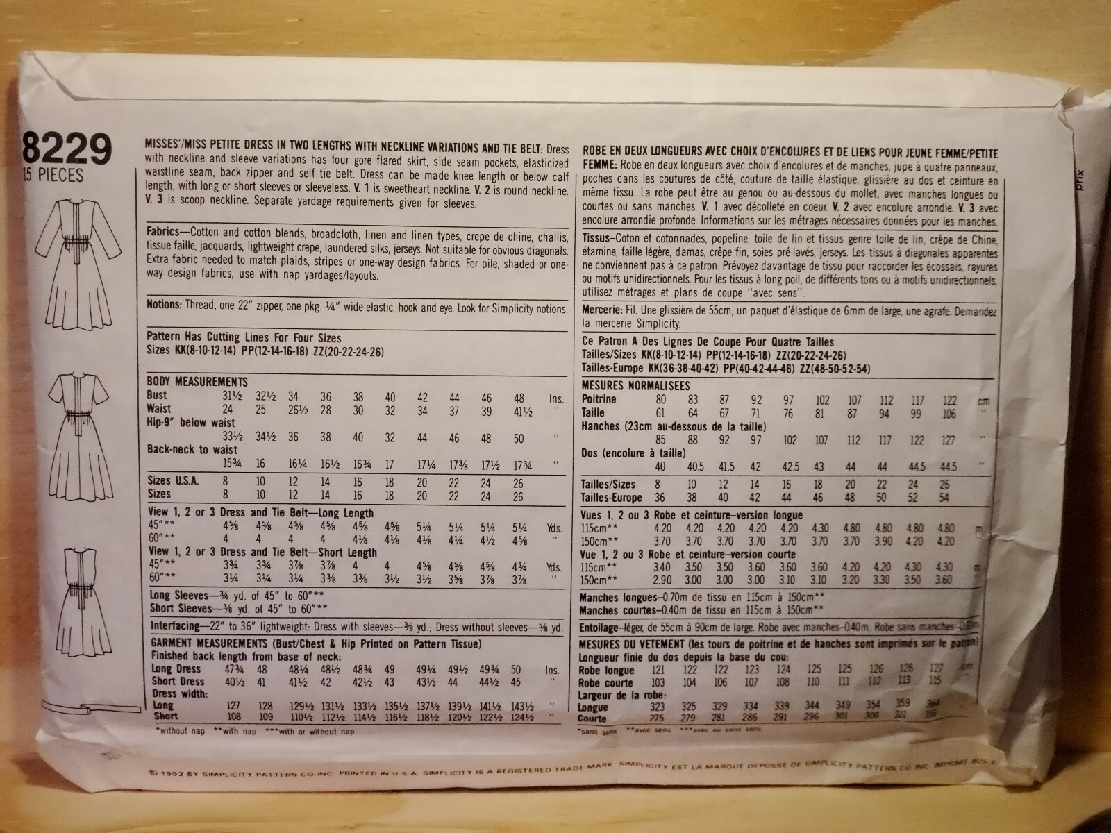 Sewing Pattern Uncut Simplicity 8229 Size KK 8-14 | eBay