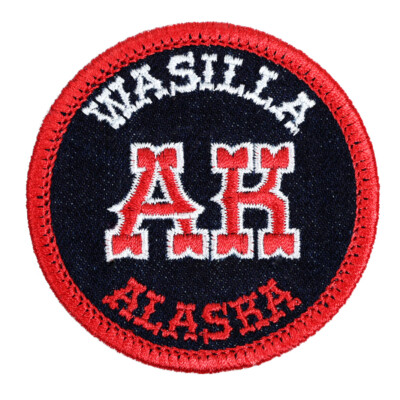 Wasilla Alaska Embroidered Patch Black/Red Iron-On Sew-On Backpack Hat ...