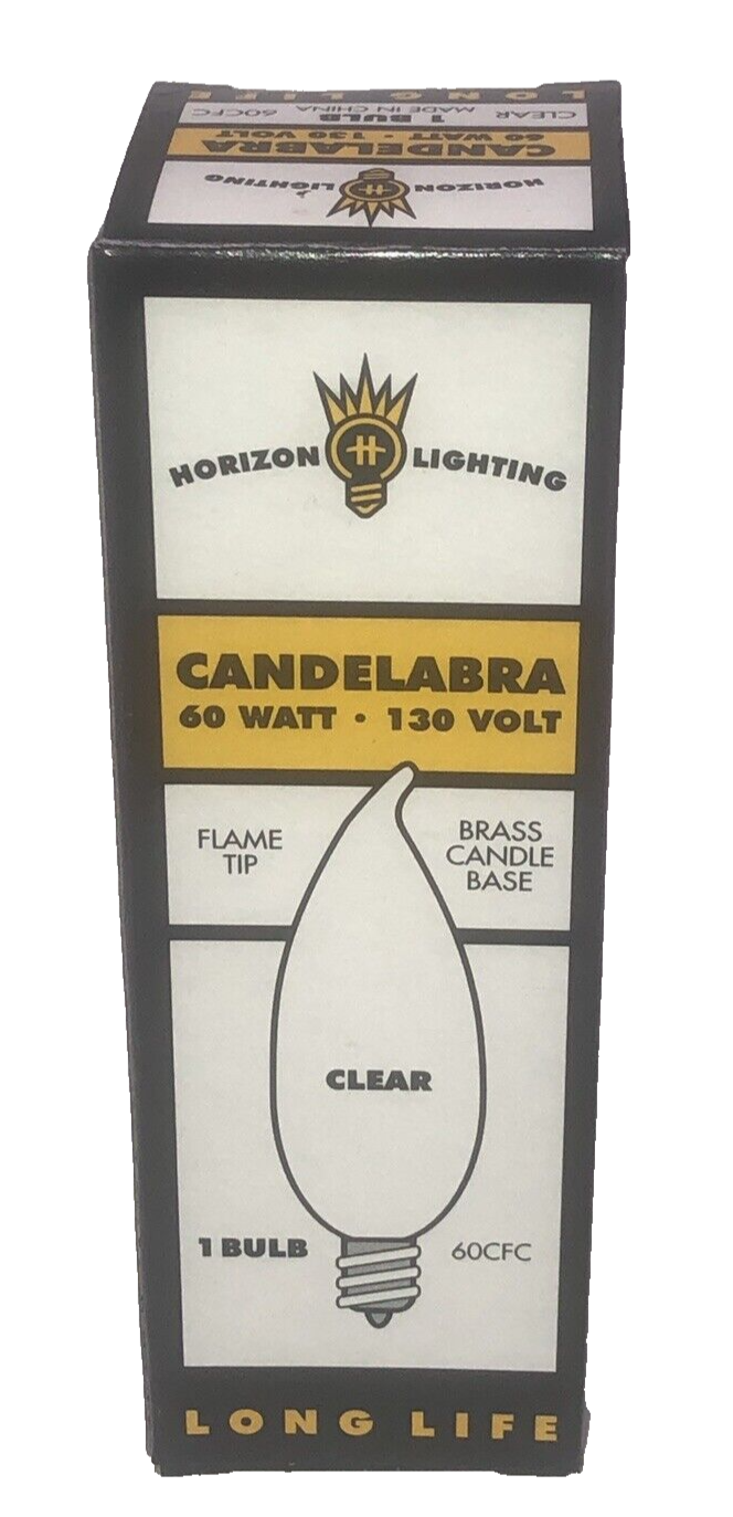 60 WATT FLAME BULB, CANDELABRA BASE, CLEAR. LONG LIFE, CASE OF 25 | eBay