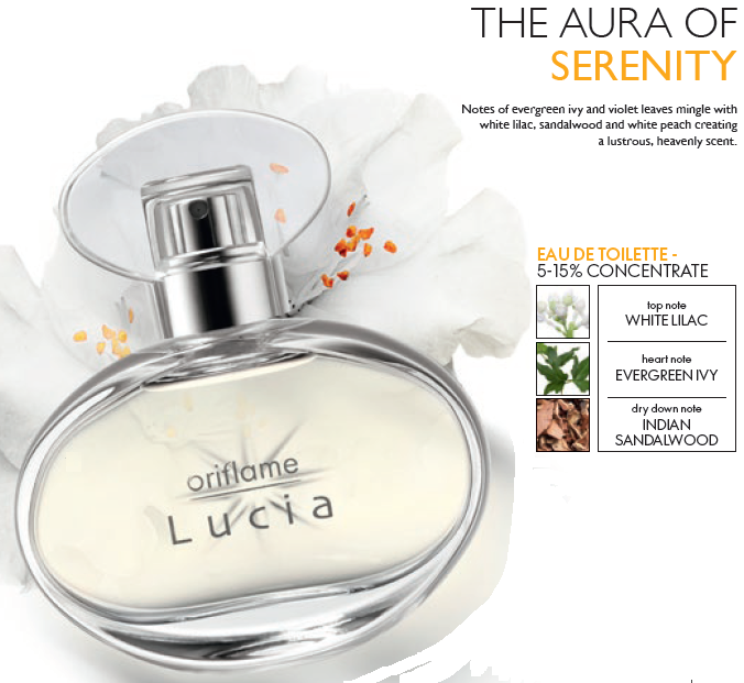 ORIFLAME LUCIA white lilac evergreen ivy indian sandalwood violet lemon ...