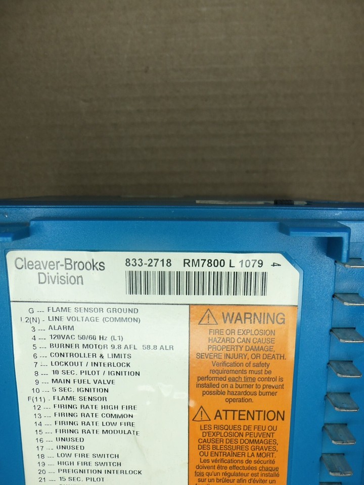 CLEAVER BROOKS 833-2718 RM7800 L 1079 BURNER CONTROL 8332718 ...
