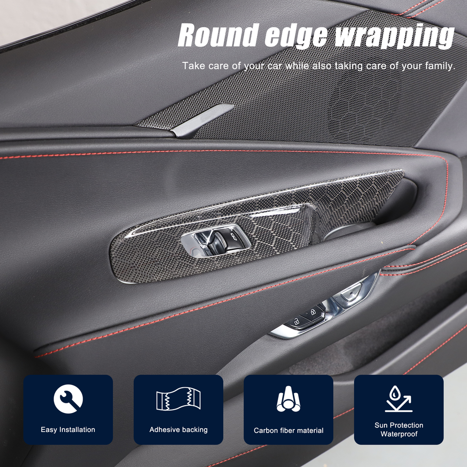 For Corvette C8 2020-2025 Carbon Fiber honeycomb Window Lift Button ...