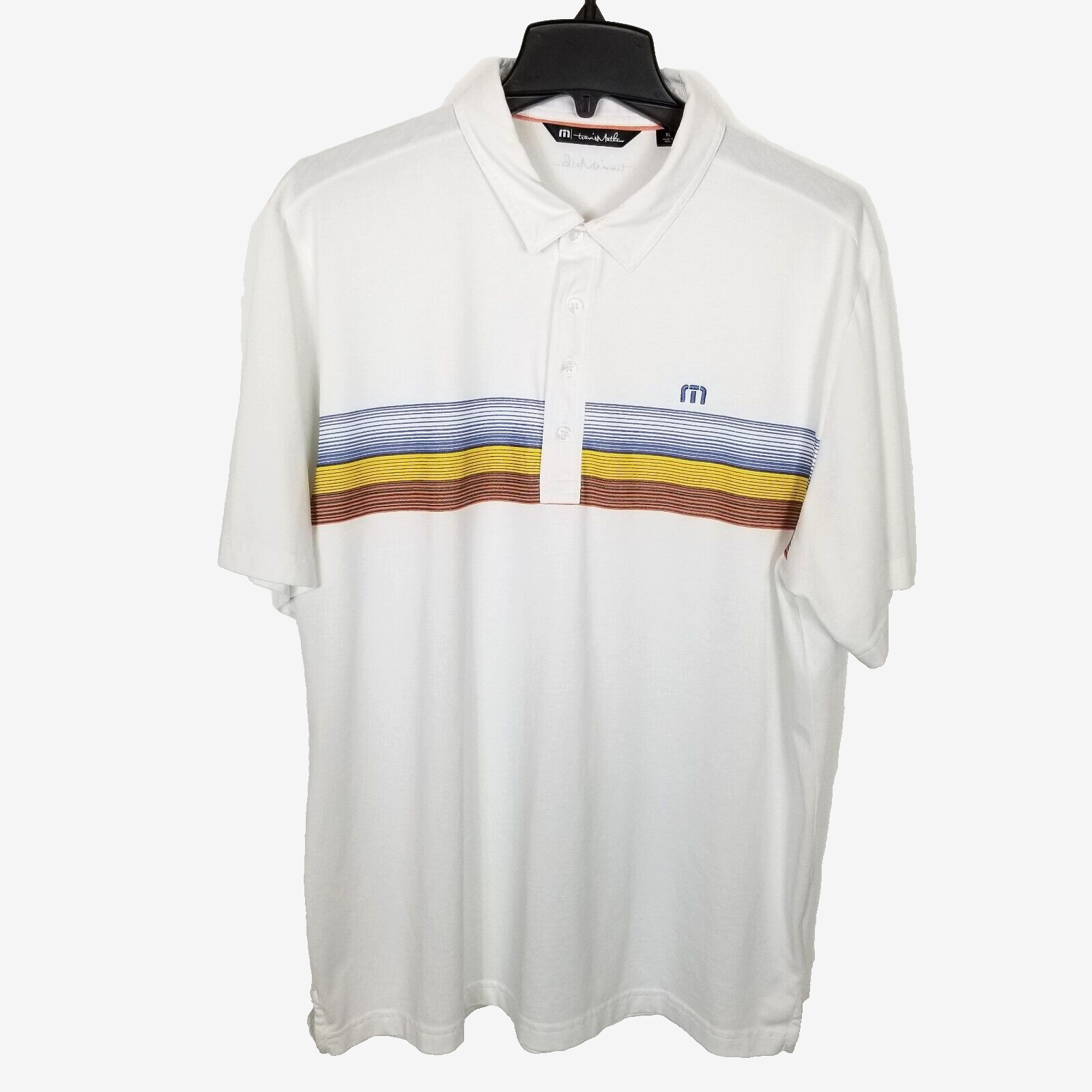 Travis Matthew Pima Cotton Golf Polo Shirt Men Sz XL White Rainbow ...