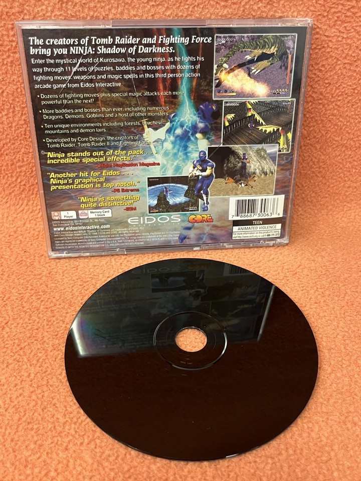 Ninja Shadow Darkness Sony PlayStation 1 PS1 Black Label Game Complete ...