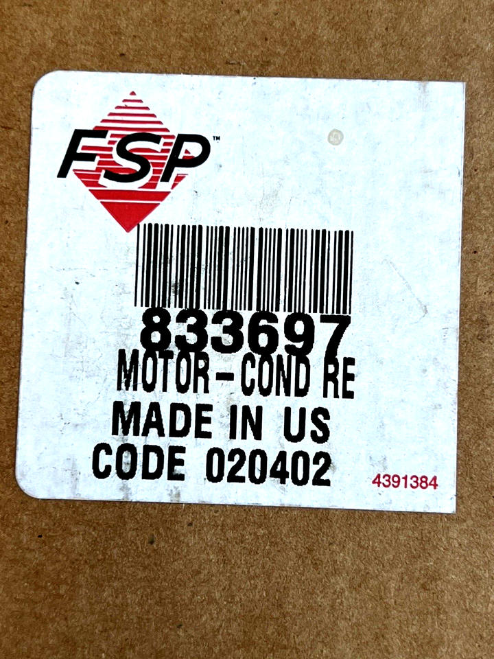 FSP Condenser Fan Motor 833697 for Whirlpool, Kenmore, Roper, and ...