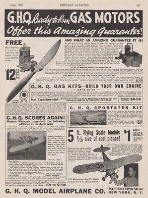 Aviation Magazine Print - GHQ Model Airplane Engines/Motor (1937) | eBay