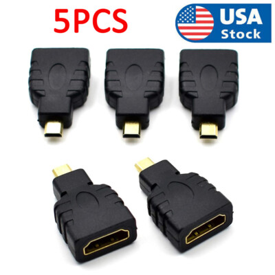5 Micro HDMI Type D Male To HDMI Type A Female Cable Adapter Converter ...