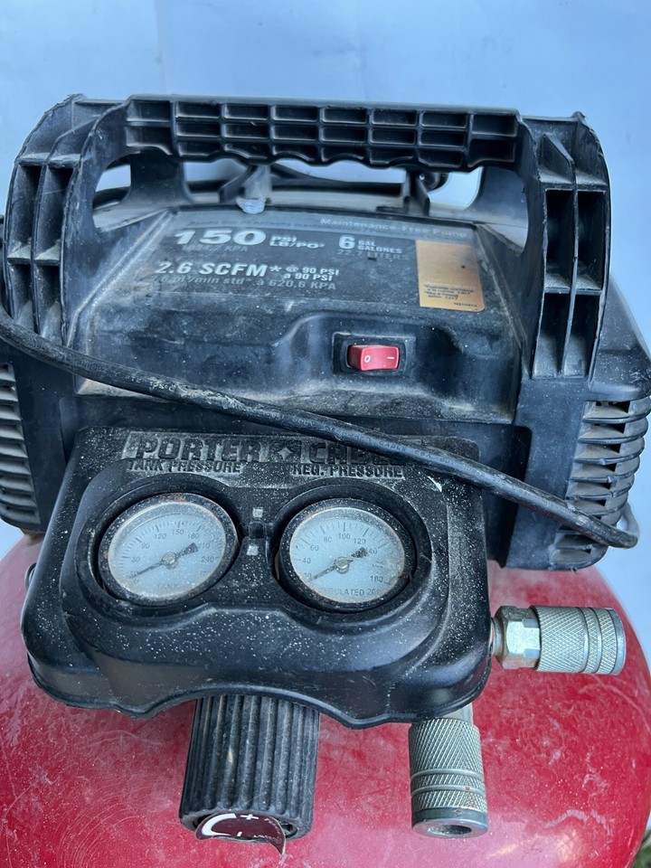 Porter Cable 6 Gallon 150 PSI 2.6 SCFM @90 PSI Pancake Air Compressor ...