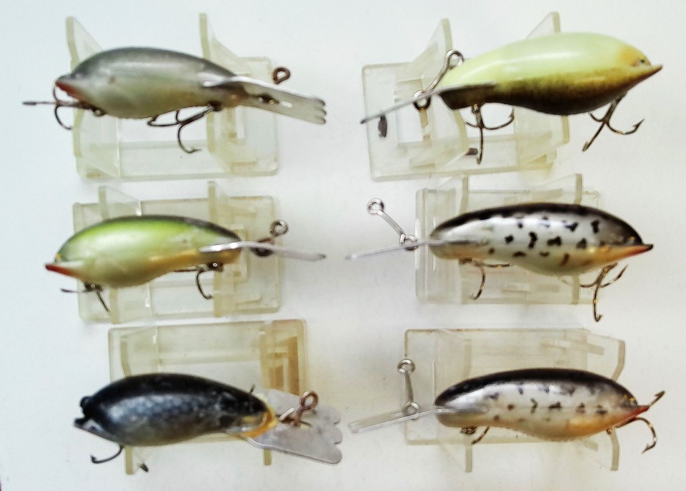 6 Vintage Arbogast Mud Bug Lures -3 have 2-1/2" Bodies & 3 have 2 ...