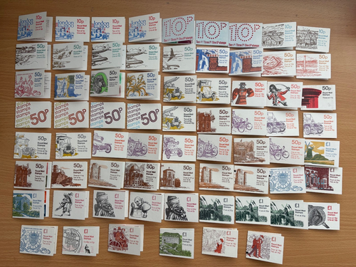 GB Stamp Booklets x 69. Folded, 10p, 50p and £1.00. MNH. Complete ...
