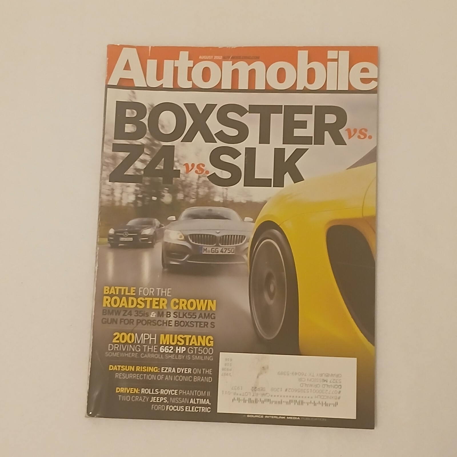 Automobile Magazine August 2012 Boxster vs Z4 vs SLK Battle for ...