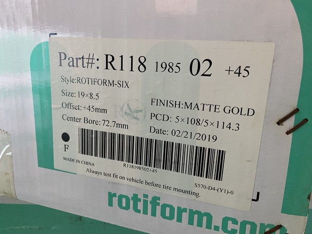 Rotiform Six R118 8.5x19 Matte Gold Rim for sale online | eBay