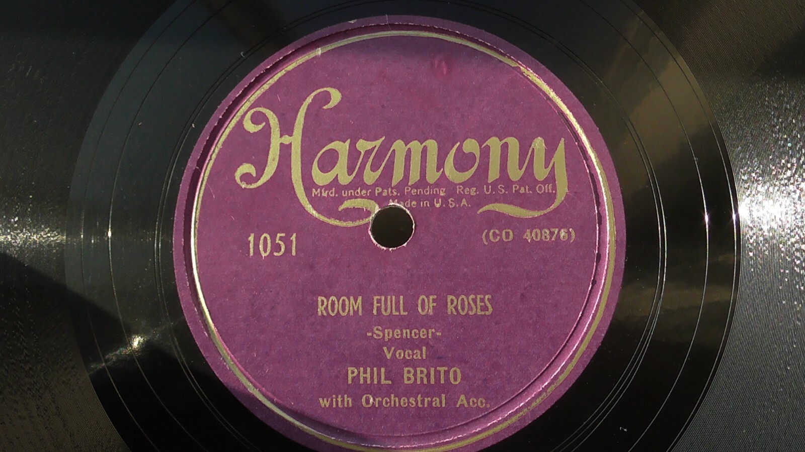 Phil Brito 78rpm single 10-inch Harmony Records #1051 Room Full Of ...