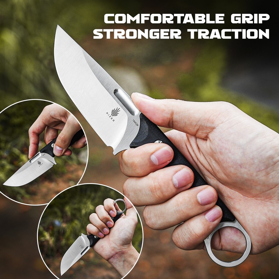 Kizer Cabox Drop Point Fixed Blade Knife G10 Handle 154CM Steel Blade ...