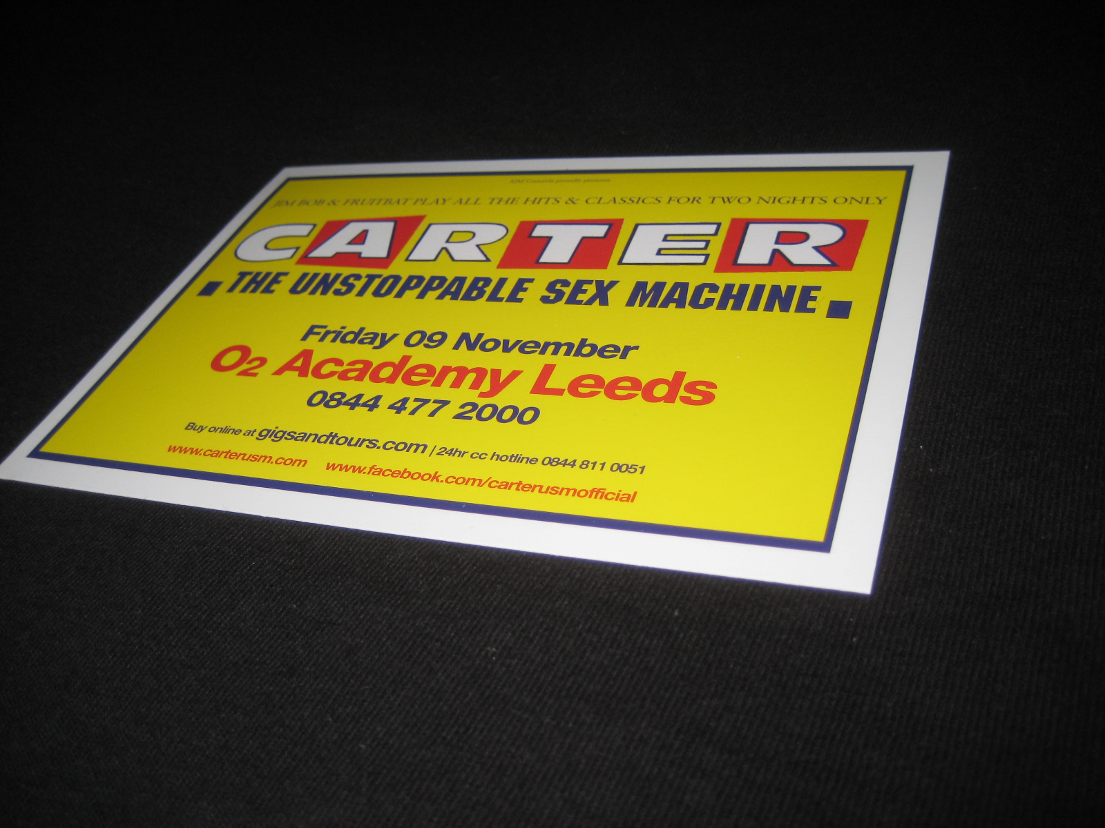 CARTER USM FLYER O2 Academy Leeds Memorabilia Concert Gig Jim Bob ...