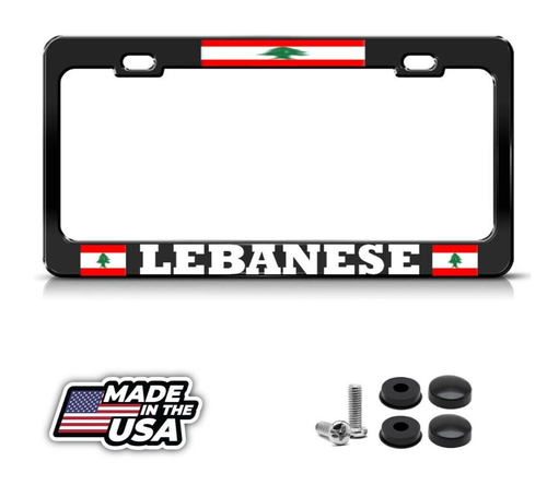 LEBANESE FLAG LEBANON BLACK Metal License Plate Frame AUTO SUV Tag ...