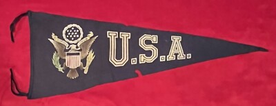 AntiqueCirca 1910 USA Patriotic 34 Inch Pennant w/ Eagle holding shield ...