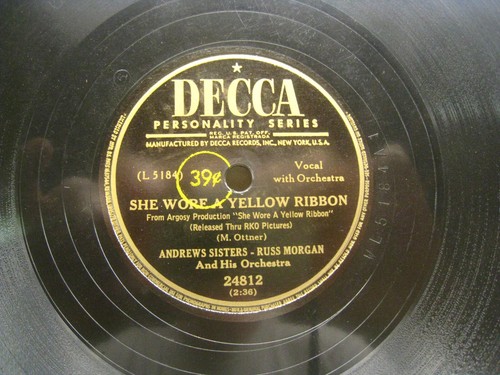 Andrews Sisters She Wore a Yellow Ribbon / Charley My .. *Decca 24812 ...