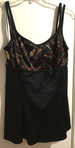 Inches Away One Piece Swimsuit Swim Dress Black & Gold Slimming Retro ...